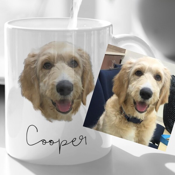 Custom Dog Mug, Custom Pet Face Mug, Custom Pet Portrait Mug, Dog Face ...