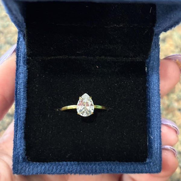 Duo Open Diamond Ring, Dainty Promise Ring, Minimalist Crystal Ring ...