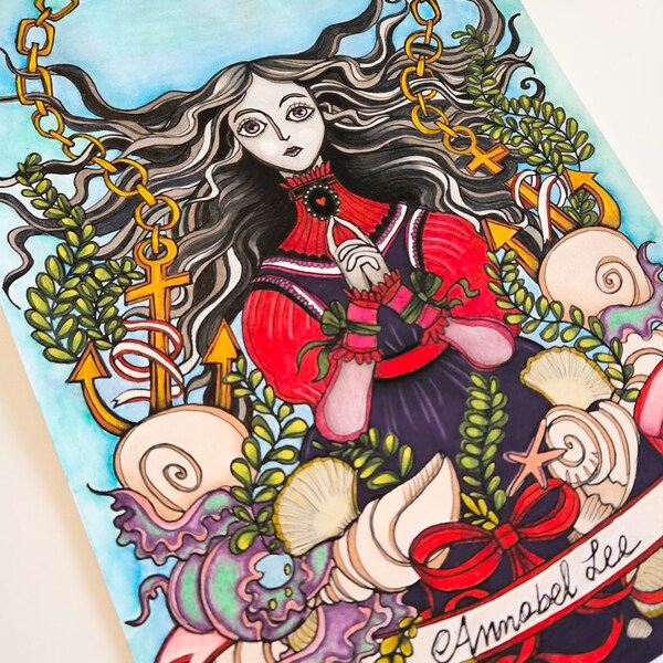 Coloring Page - Annabel Lee - Edgar Allan Poe - Instant Download ...