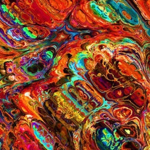 Colorful Marbles One of a Kind Handmade Velvet Upholstery Fabric Fiber ...