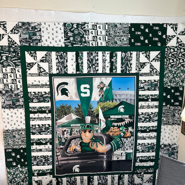 NCAA Michigan State Spartans Green & White College Logo 100% Cotton ...