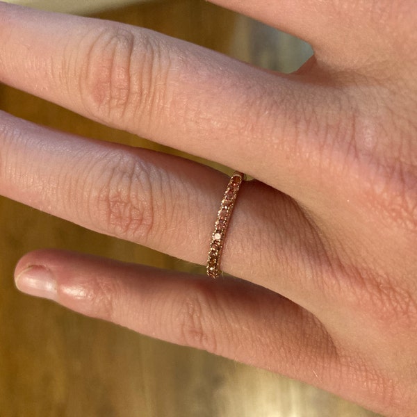 Orange Sapphire Pave Ring/ Half Eternity Wedding Guard Ring/ Orange ...