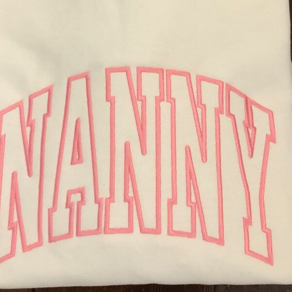 Nanny Arched Satin Applique Embroidery Design Five Sizes 5x7, 8x8, 6x10 ...