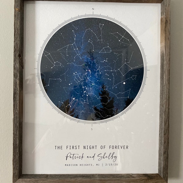 Night Sky Star Map Unique Birthday Gift Ideas for Wife | Unique Wedding ...