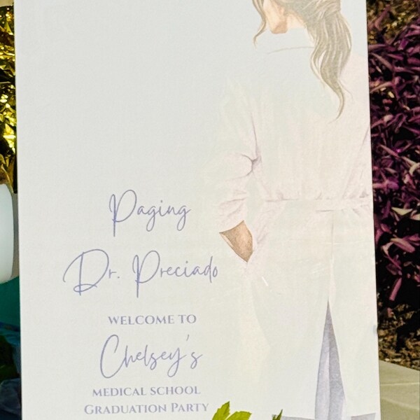 Medical School Graduation Party Welcome Sign Template for Female Doctor ...