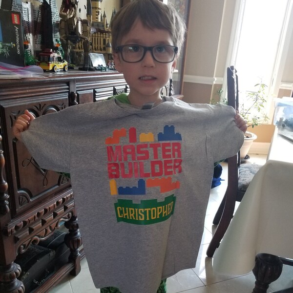 Master Builder T-shirt, Personalized Building Block Shirt, Personalized ...