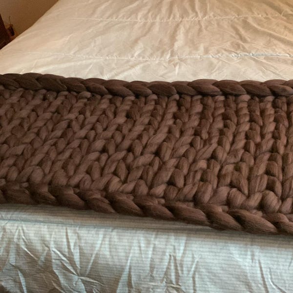 Chunky Blanket Throw, 100% Merino Wool Blanket Giant Blanket, Large ...