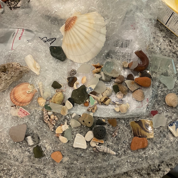 Genuine Sea Beach Glass Treasure,sea Glass Mix, Sea Pottery Beach Decor ...