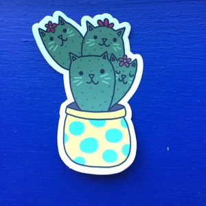 Cactus Sticker, Cat Decal, Potted Plant Sticker, Plant Mom, Prickly ...