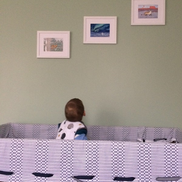 Northern Lights Arctic Fox Art Print Watercolor Illustration Kids Room ...