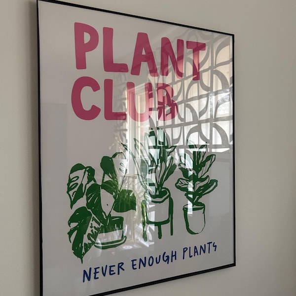 Plant Club Print | Digital Art Download | Cute Plants Decor | Trendy ...