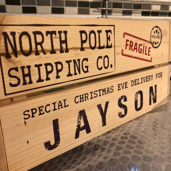 Personalised Christmas Eve Box, Wooden Xmas Shipping Crate, Special ...