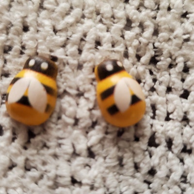 30 13mm Wooden Bee Cabochons Bumblebee Cabs Flat Back - Etsy