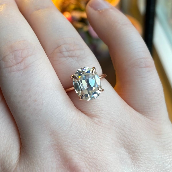 3 Ct Oval Cut Triple Claw Prong Ring Solitaire Ring Moissanite ...