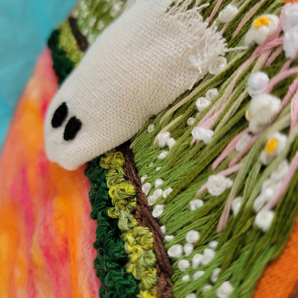 River Sunset- Hand Embroidery Thread Painting and Needle Felted ...