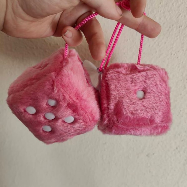 Retro Fluffy Cute Dice for Car Rearview Mirror Hanging Dice Decoration ...