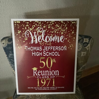Class Reunion Personalized Welcome Sign Printable File Gold Confetti on ...