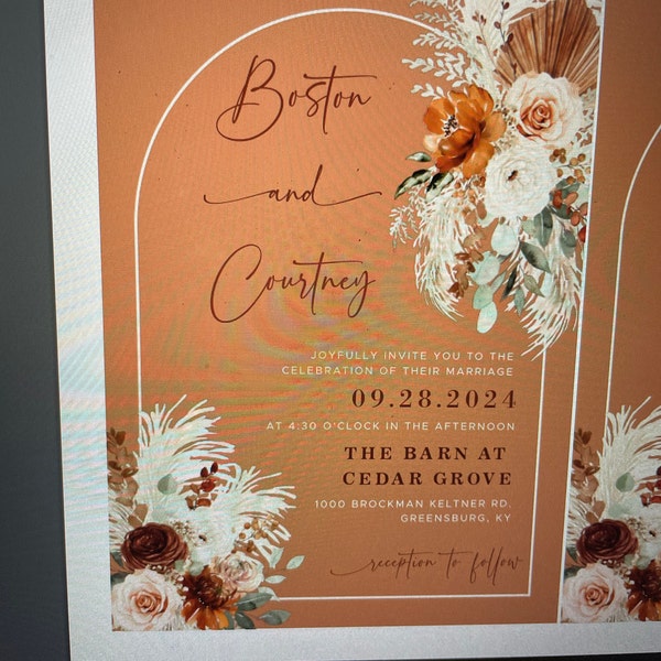 Boho Pampas Wedding Invitation Set, Printable Arch Wedding Invitation ...