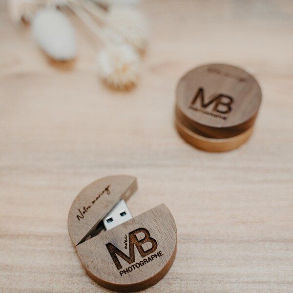 50 Wooden Round USB Flash Drive, Custom Engrave USB, Personalized Flash ...