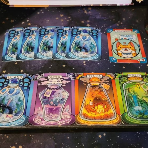 One of Each Basic Land // 6 Illustrated Cards for Magic the Gathering ...