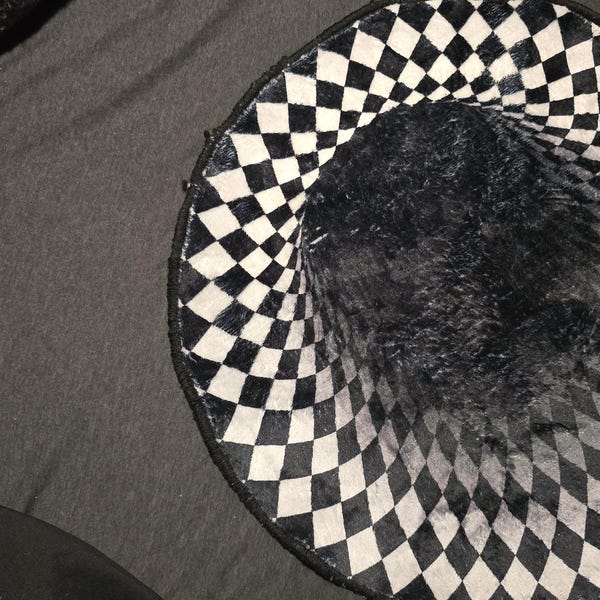 Psychedelic Optical Illusion Rug, Round Vortex Rug, Black and White ...