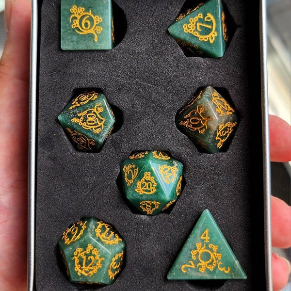 Full Dnd Dice Set Satin Finish Dice Rainbow Matt Glass Dnd Gift D20 ...