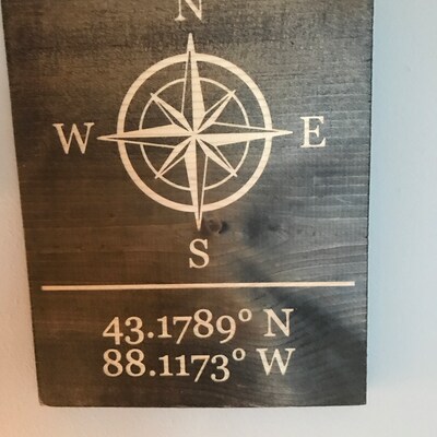 Coordinates Sign GPS Coordinates Gift Latitude Longitude Sign Compass ...