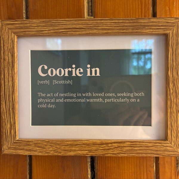 Coorie in Print - Scottish Definition Wall Art - Cozy Home Decor ...