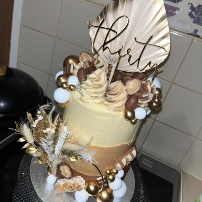 Acrylic Thirty Cake Topper Decoration Various Colours 18k Gold Plated ...
