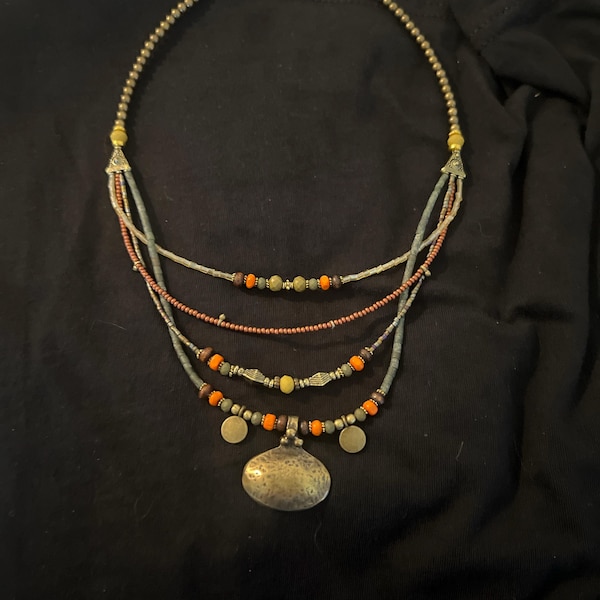 Boho Multi Strand Necklace • Layered Beaded Necklace for Women • Tribal ...