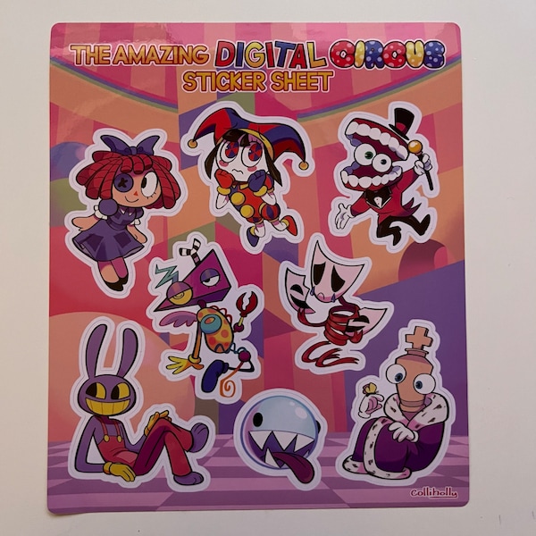 The Amazing Digital Circus TADC Die Cut Vinyl Sticker Sheet - 6.5" X 5. ...