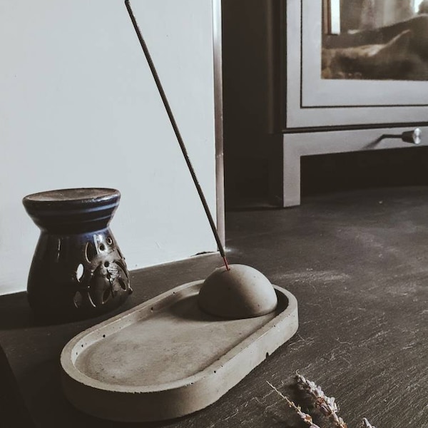 Modern Concrete Incense Holder: Minimalist Oval Design - Etsy