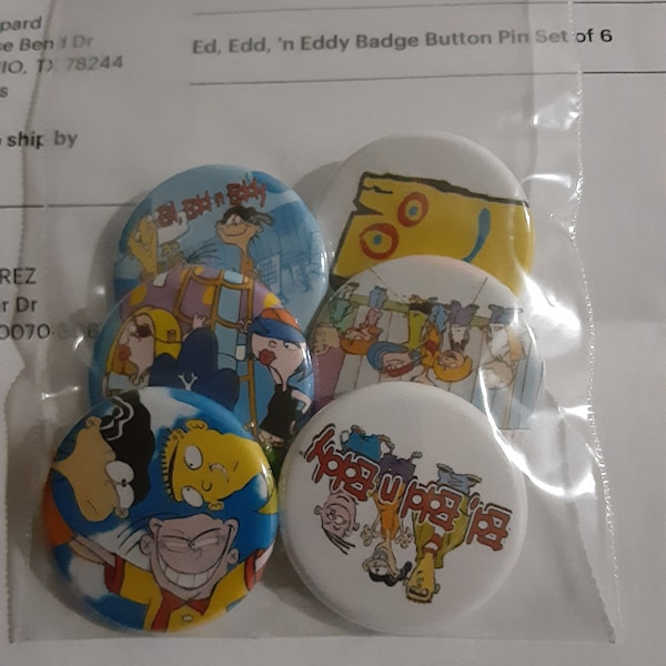 Ed, Edd, 'n Eddy Badge Button Pin Set of 6 - Etsy