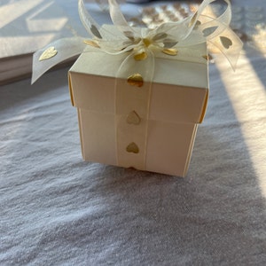 10 Wedding Favor Boxes, 4x4x4 Cube Boxes With Ribbon Bow for Wedding ...