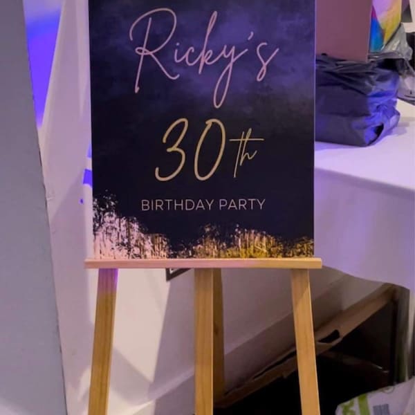 Black & Gold Welcome Board Sign | Personalised Birthday Board ...