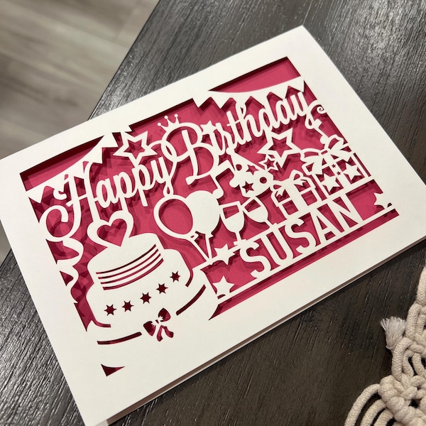 Personalized Birthday Card Laser Paper Cut Greeting Cards Birthday ...