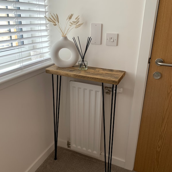 RUSTIC CONSOLE TABLE (narrow) - Radiator Cover, Recycled Scaffold Board ...