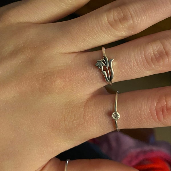 925 Silver January Birth Flower Ring,snowdrop Ring,snowdrop Flower ...