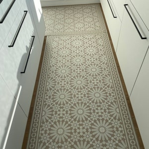 Vinyl Rug Runner With Vintage Tiles and Decorative Frame. Spanish Tiles ...