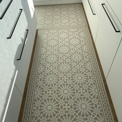 Vinyl Rug Runner With Vintage Tiles and Decorative Frame. Spanish Tiles ...