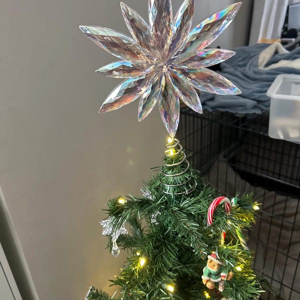 13.5" Plug-in Lighted Glitter Star Tree Topper Christmas Holiday Tree ...