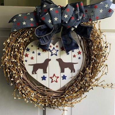 Labrador Retriever Welcome Sign Wood Berry Wreath English Lab Rustic ...