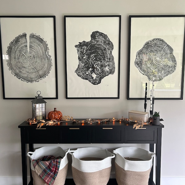 Old Ash Tree Ring Print, Tree Ring Wall Art, 24x36 Linocut Oversized ...