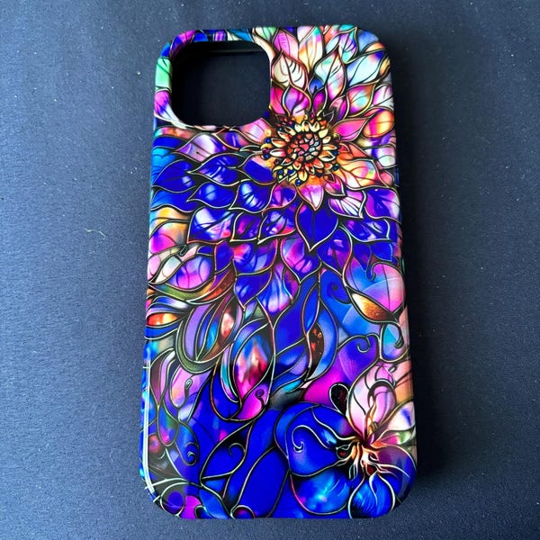 Artisan Stained Glass Orchid Phone Case iPhone 16 15 14 13 12 11 Pro ...