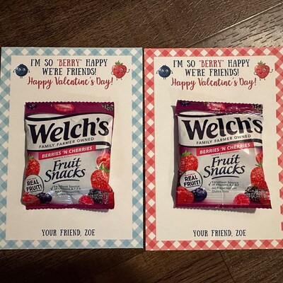Valentines Day Fruit Snack Card Printable I'm so Berry Happy We're ...
