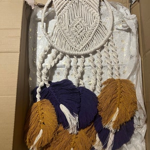 Macrame Scarf Organiser With 5 Rings // Boho Home Decor, Macrame Wall ...