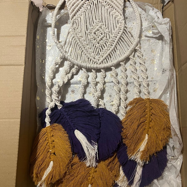 Macrame Scarf Organiser With 5 Rings // Boho Home Decor, Macrame Wall ...