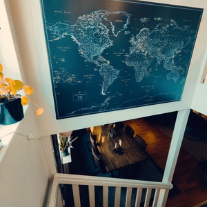 Mellow Blue World Map Poster Accurate Big Wall Map Print - Etsy Canada