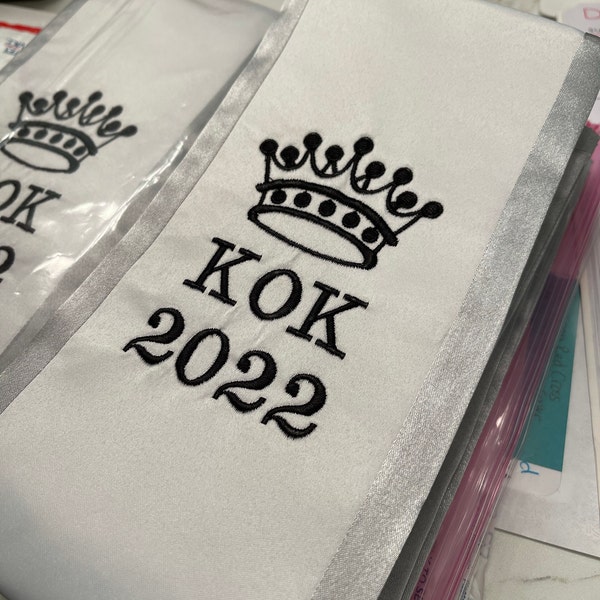 Custom Embroidered Pageant Sash With Cursive Font - Etsy