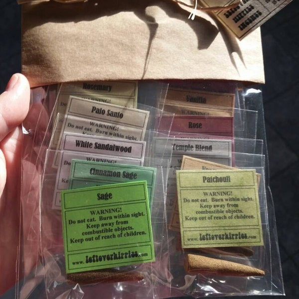Incense Sample Pack - All Natural Hand Rolled Incense Cones - 21 Scents ...
